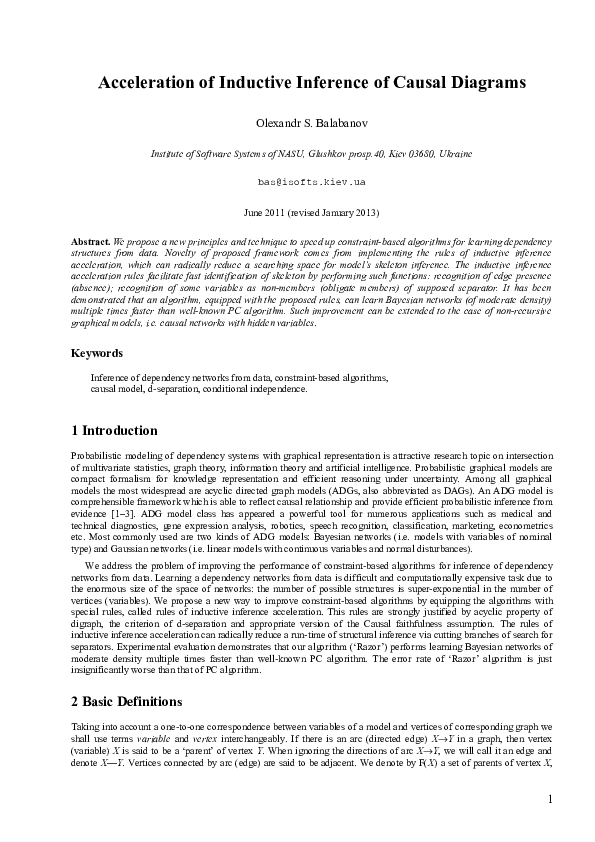 Pdf Fast Inductive Inference For Causal Diagrams