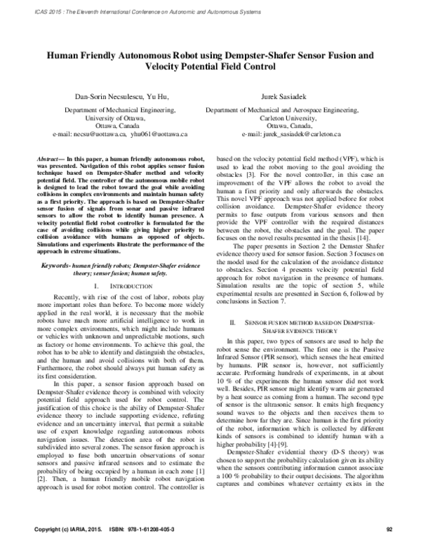 (PDF) Human-Friendly Robot with Sensor Fusion Control