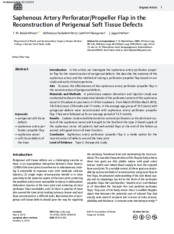 (PDF) Saphenous Artery Perforator/Propeller Flap in the Reconstruction ...