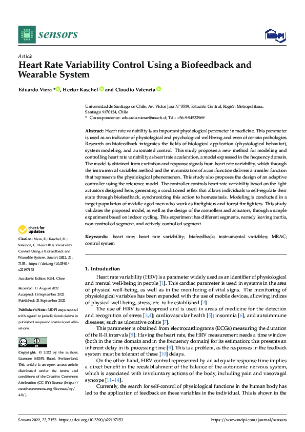 (PDF) Heart Rate Variability Control Using a Biofeedback and Wearable System