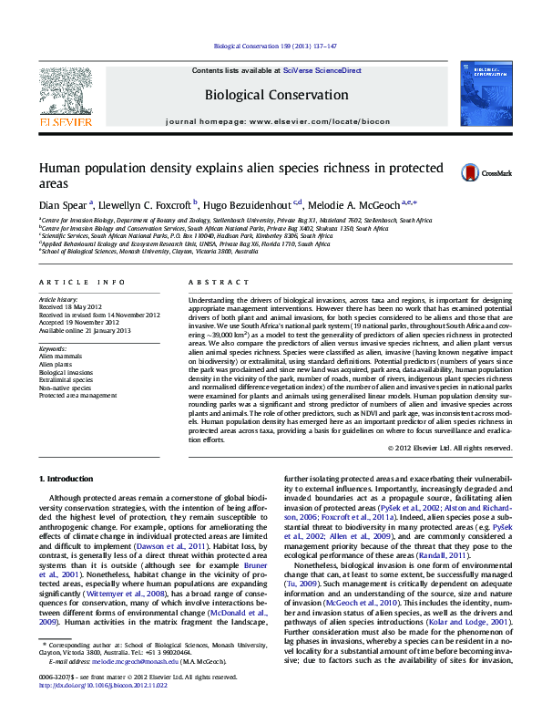 (PDF) Human population density explains alien species richness in ...