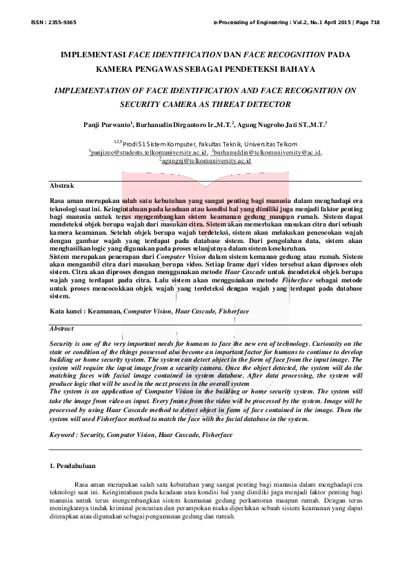 (PDF) Implementasi Face Identification Dan Face Recognition Pada Kamera Pengawas Sebagai ...
