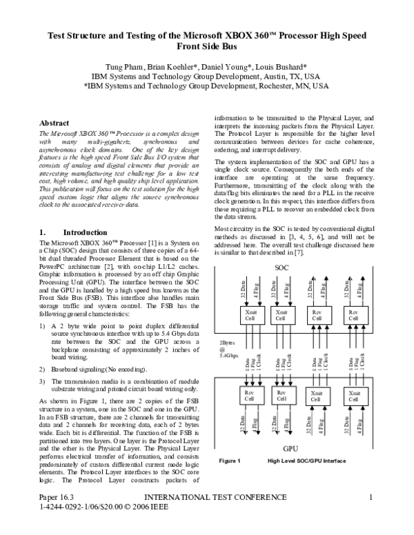 (PDF) Test Structure and Testing of the Microsoft XBOX 360¿ Processor ...