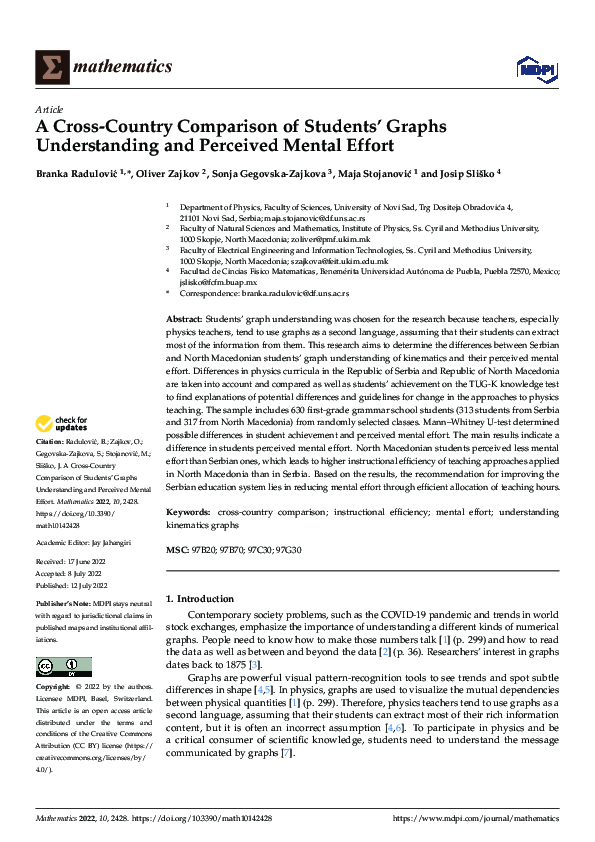 (PDF) A Cross-Country Comparison of Students’ Graphs Understanding and ...