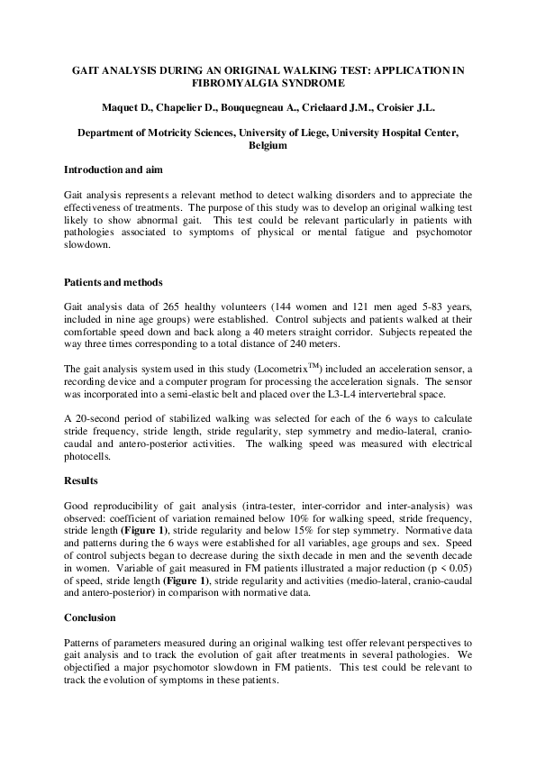 (PDF) Gait analysis during an original walking test: application in ...