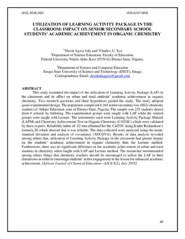 (PDF) Utilization of Learning Activity Package in the Classroom ...