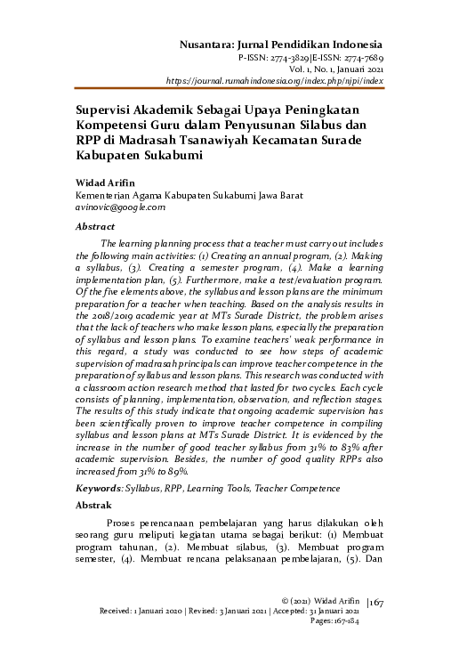 (PDF) Supervisi Akademik Sebagai Upaya Peningkatan Kompetensi Guru dalam Penyusunan Silabus dan ...