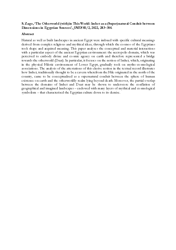 (PDF) The Otherworld (with)in This World: Imhet as a (Super)natural ...
