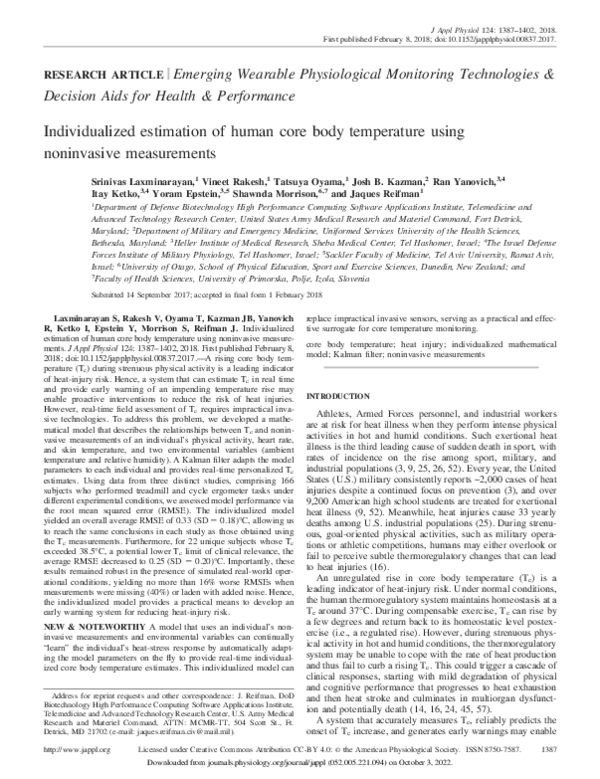 (PDF) Individualized estimation of human core body temperature using ...