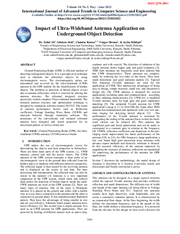 Pdf Impact Of Ultra Wideband Antenna Application On Underground