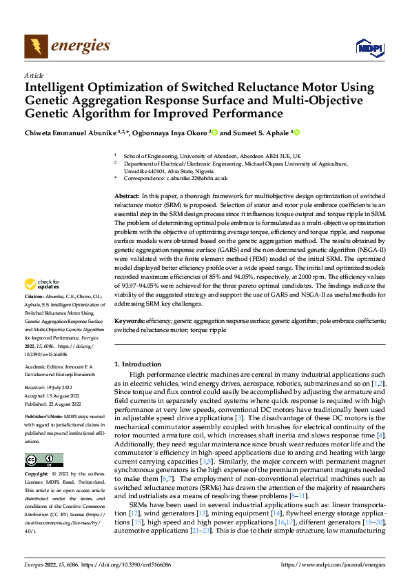 (PDF) Intelligent Optimization of Switched Reluctance Motor Using Genetic Aggregation Response ...