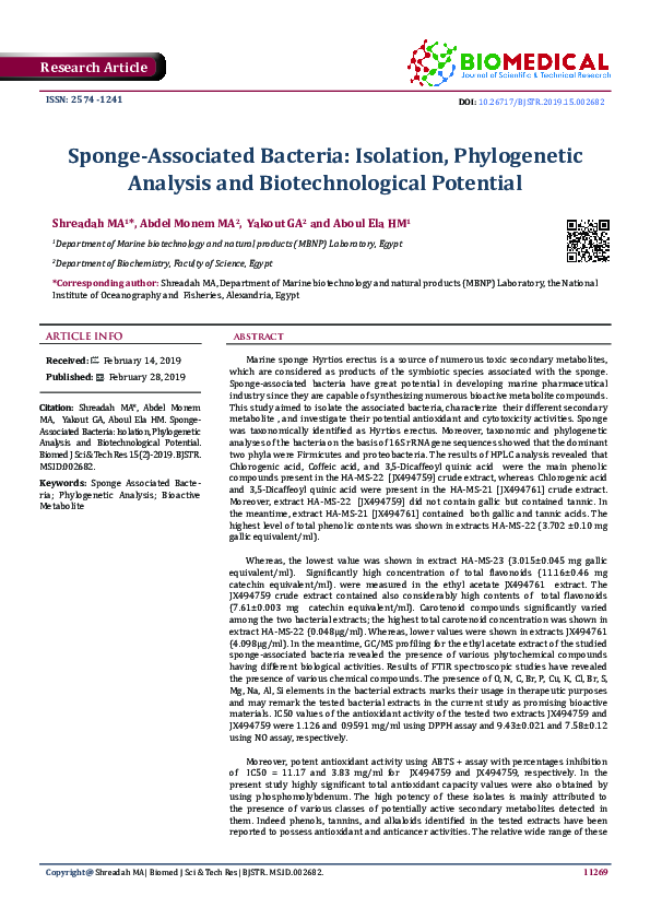 (PDF) Biotechnological Potential of Sponge-Associated Bacteria