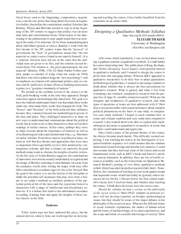 (PDF) Designing A Qualitative Methods Syllabus
