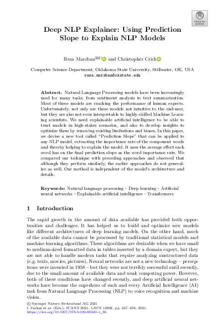 (PDF) Deep NLP Explainer: Using Prediction Slope to Explain NLP Models