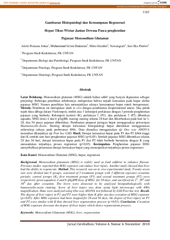 (PDF) Gambaran Histopatologi dan Kemampuan Regenerasi Hepar Tikus ...