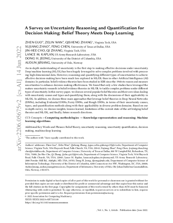 (PDF) A Survey on Uncertainty Reasoning and Quantification for Decision Making: Belief Theory ...