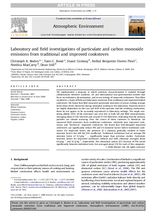 (PDF) Laboratory and field investigations of particulate and carbon ...