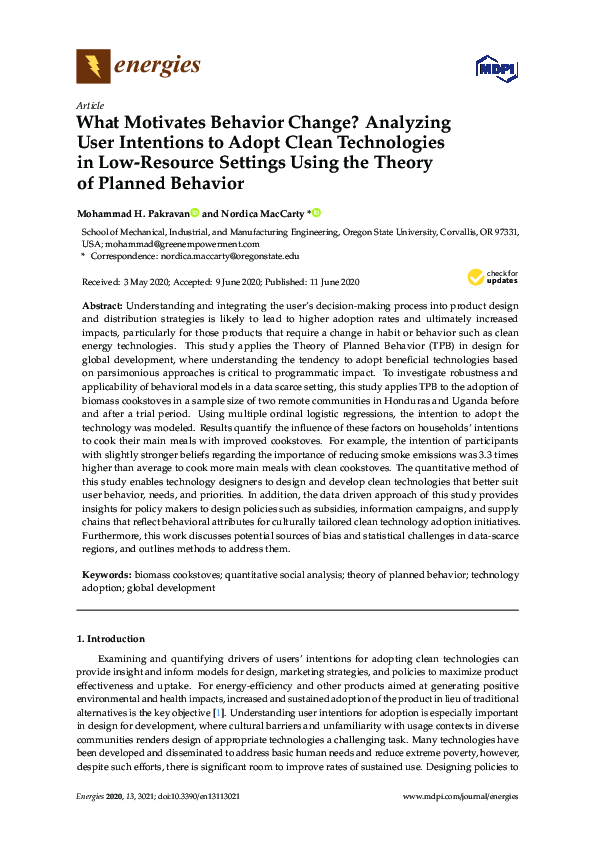 (PDF) What Motivates Behavior Change? Analyzing User Intentions to ...