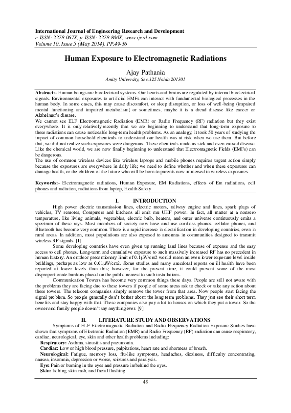 (PDF) Human Exposure to Electromagnetic Radiations