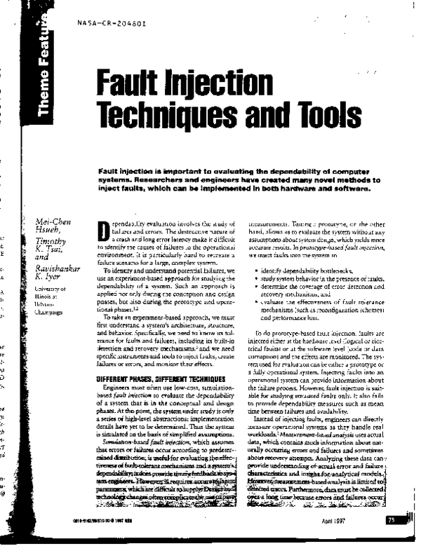 (PDF) Fault injection techniques and tools