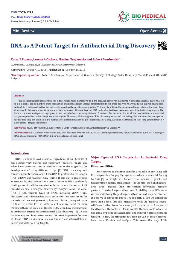 (PDF) RNA as A Potent Target for Antibacterial Drug Discovery