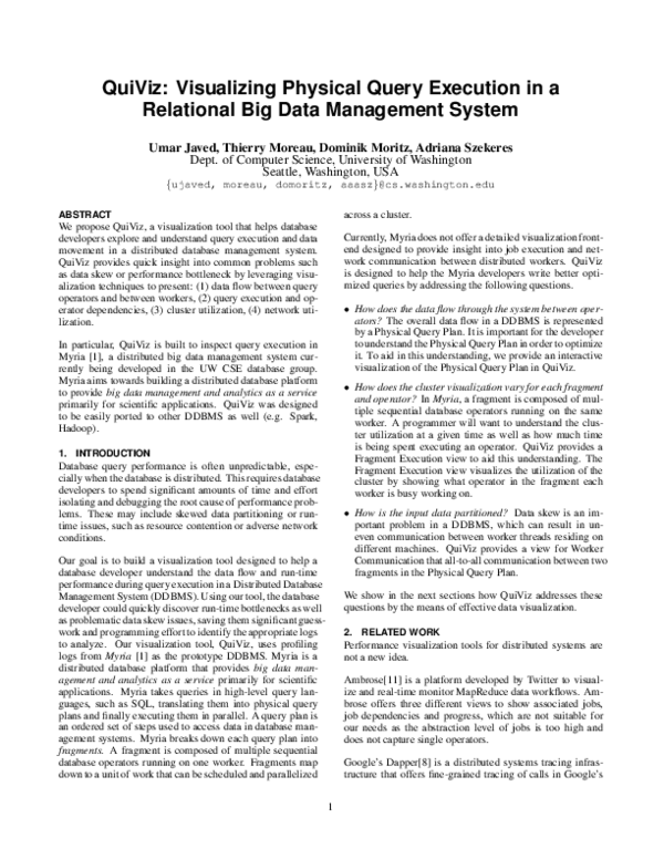 (PDF) QuiViz: Visualizing Physical Query Execution in a Relational Big ...