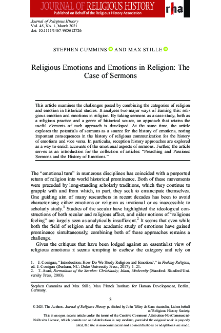 (PDF) Religious Emotions and Emotions in Religion: The Case of Sermons