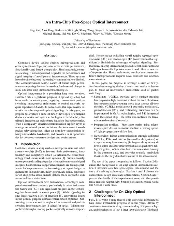 (PDF) An intra-chip free-space optical interconnect