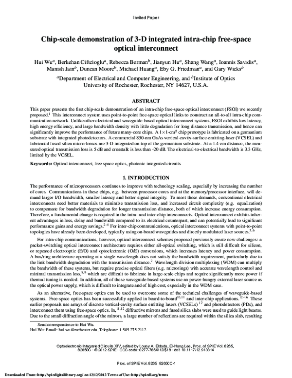 (PDF) Chip-scale demonstration of 3D integrated intrachip free-space ...