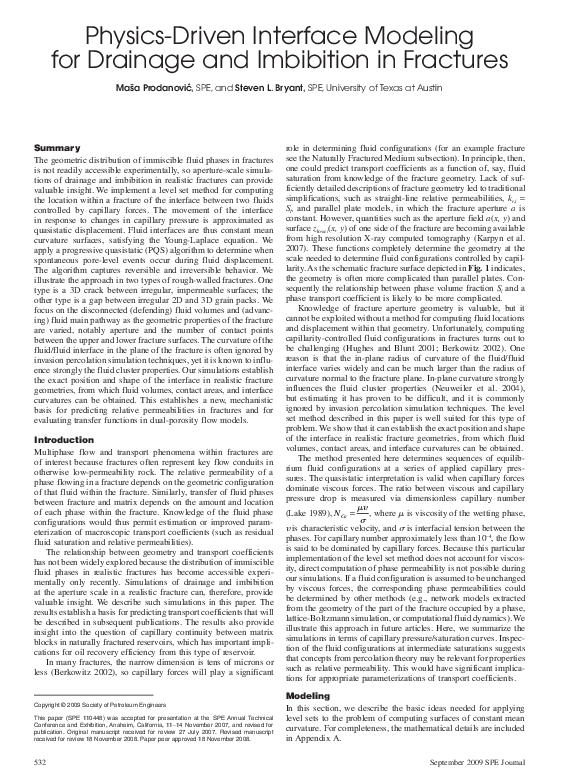 (PDF) Physics-Driven Interface Modeling for Drainage and Imbibition in Fractures