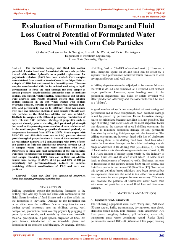 (PDF) Evaluation of Formation Damage and Fluid Loss Control Potential ...