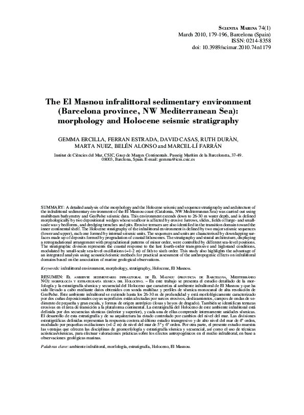 (PDF) The El Masnou infralittoral sedimentary environment (Barcelona ...