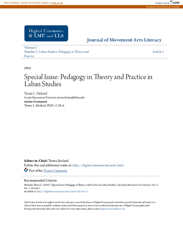 (PDF) Special Issue: Pedagogy in Theor y and Practice in