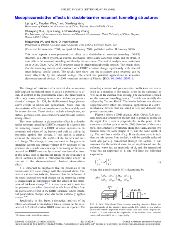 (PDF) Mesopiezoresistive effects in double-barrier resonant tunneling ...