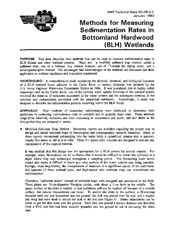 (PDF) Methods for Measuring Sedimentation Rates in Bottomland Hardwood ...