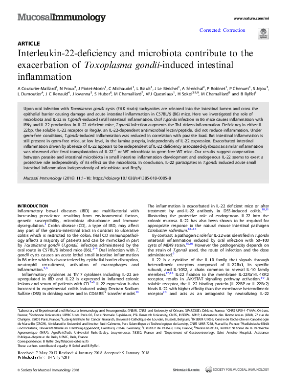 (PDF) Interleukin-22-deficiency and microbiota contribute to the ...