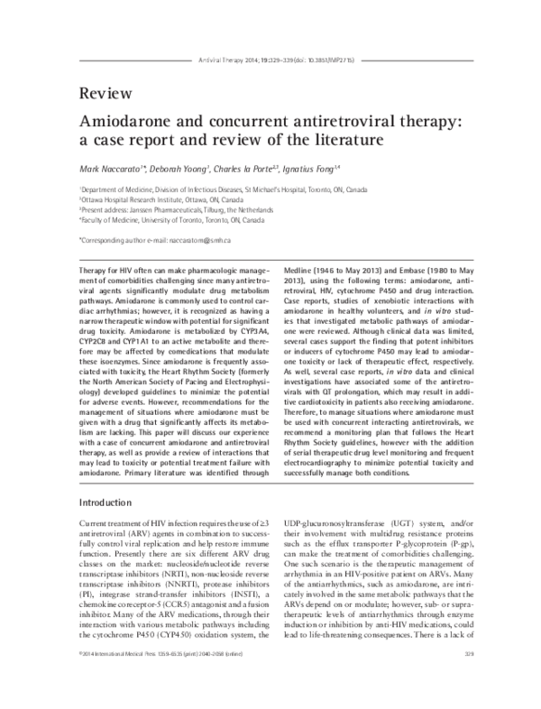 (PDF) Amiodarone and Concurrent Antiretroviral Therapy: A Case Report ...