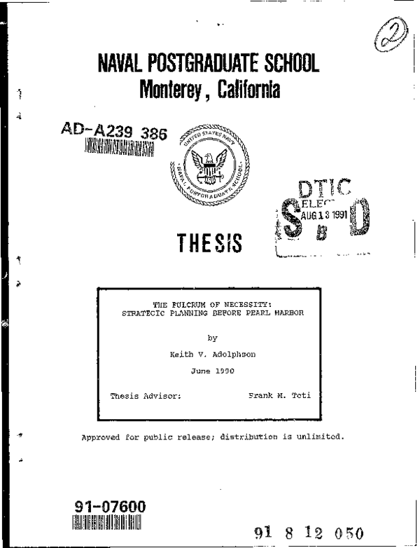(PDF) The Fulcrum of Necessity: Strategic Planning Before Pearl Harbor