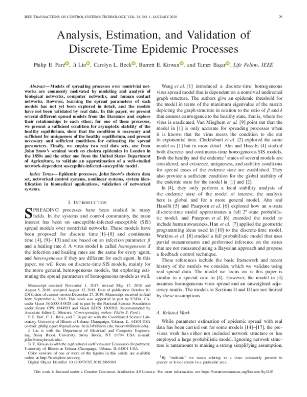 (PDF) Analysis, Estimation, and Validation of Discrete-Time Epidemic Processes