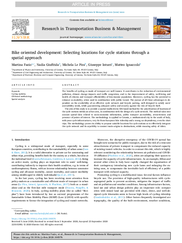 (PDF) Bike oriented development: Selecting locations for cycle stations through a spatial approach