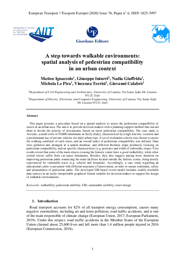 (PDF) A step towards walkable environments: spatial analysis of pedestrian compatibility in an ...