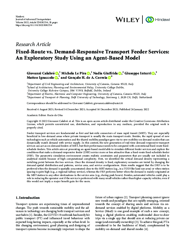 (PDF) Fixed-Route vs. Demand-Responsive Transport Feeder Services: An ...