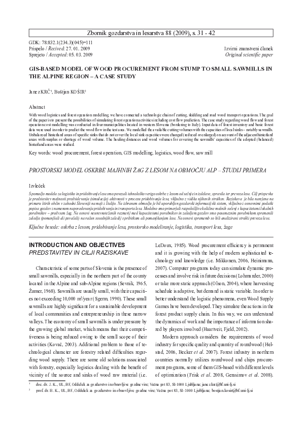 (PDF) GIS-based model of wood procurement from stump to small sawmills ...