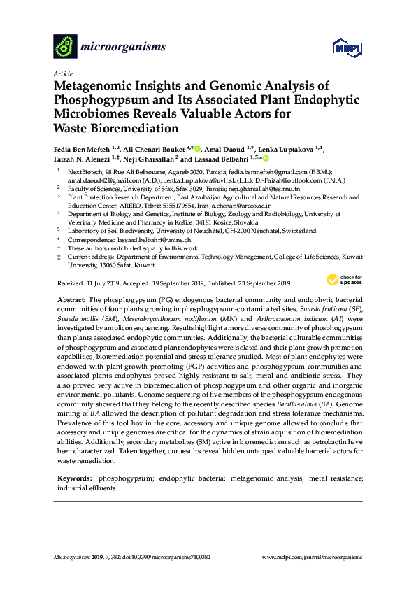(PDF) Metagenomic Insights and Genomic Analysis of Phosphogypsum and Its Associated Plant ...