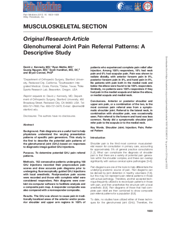 (PDF) Glenohumeral Joint Pain Referral Patterns: A Descriptive Study