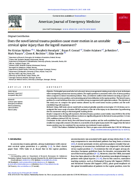 (PDF) Does the novel lateral trauma position cause more motion in an ...