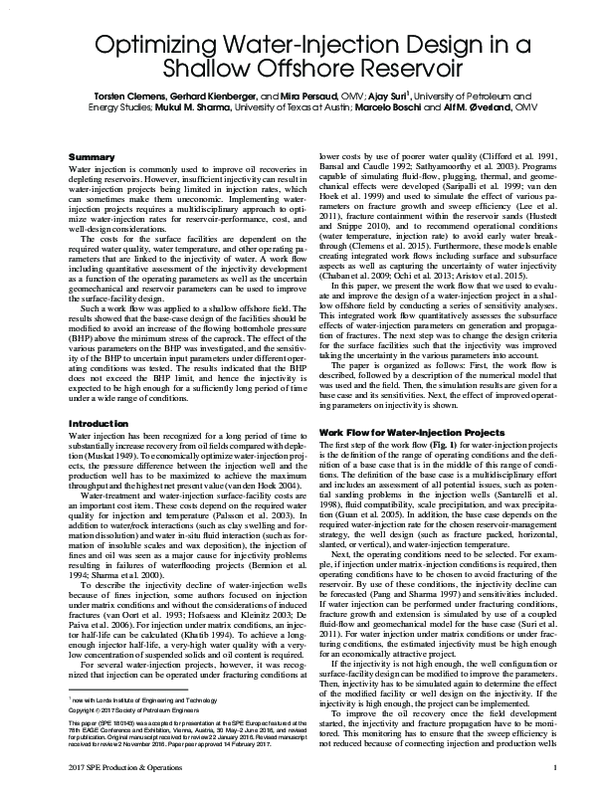 (PDF) Optimizing Water-Injection Design in a Shallow Offshore Reservoir