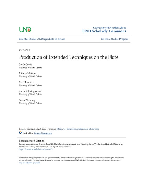 (PDF) Production of Extended Techniques on the Flute