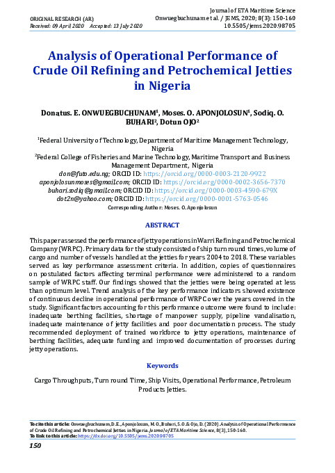(PDF) Analysis of Operational Performance of Crude Oil Refining and ...