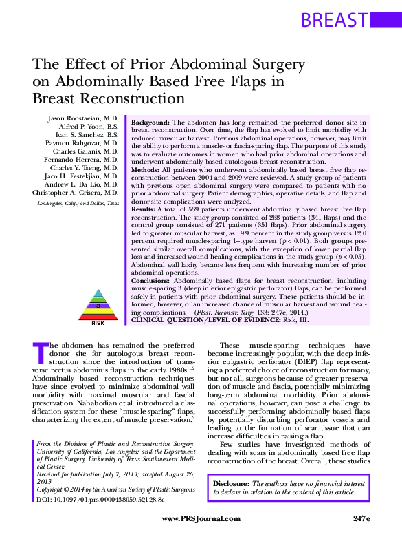(PDF) The Effect of Prior Abdominal Surgery on Abdominally Based Free ...